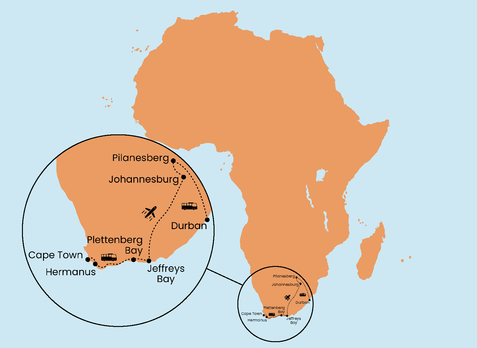 Cape town, Garden Route, Johannesburg og Durban - Adventurecation